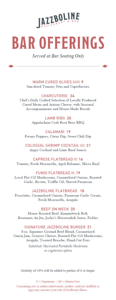 Bar Offerings - Jazzboline