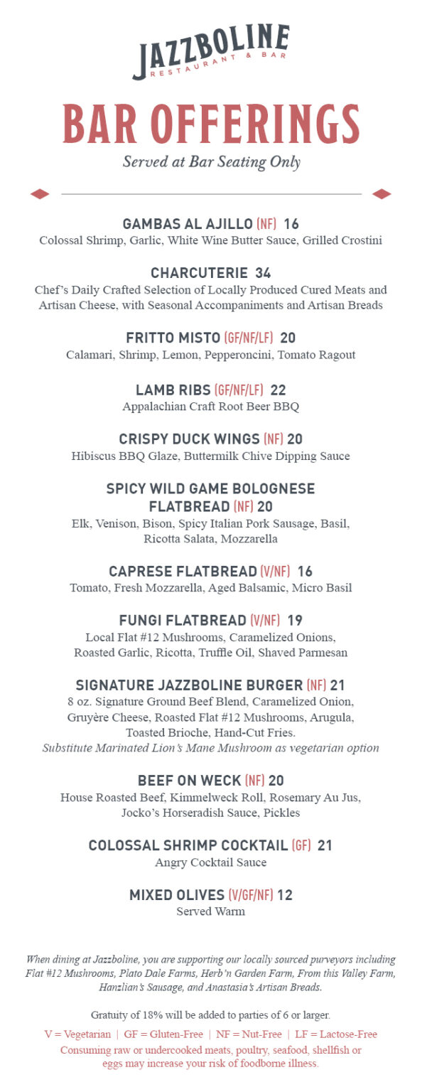 Bar Offerings - Jazzboline