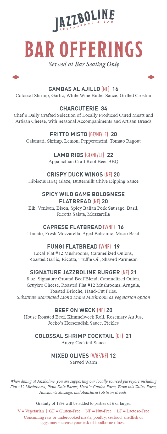 Bar Offerings - Jazzboline